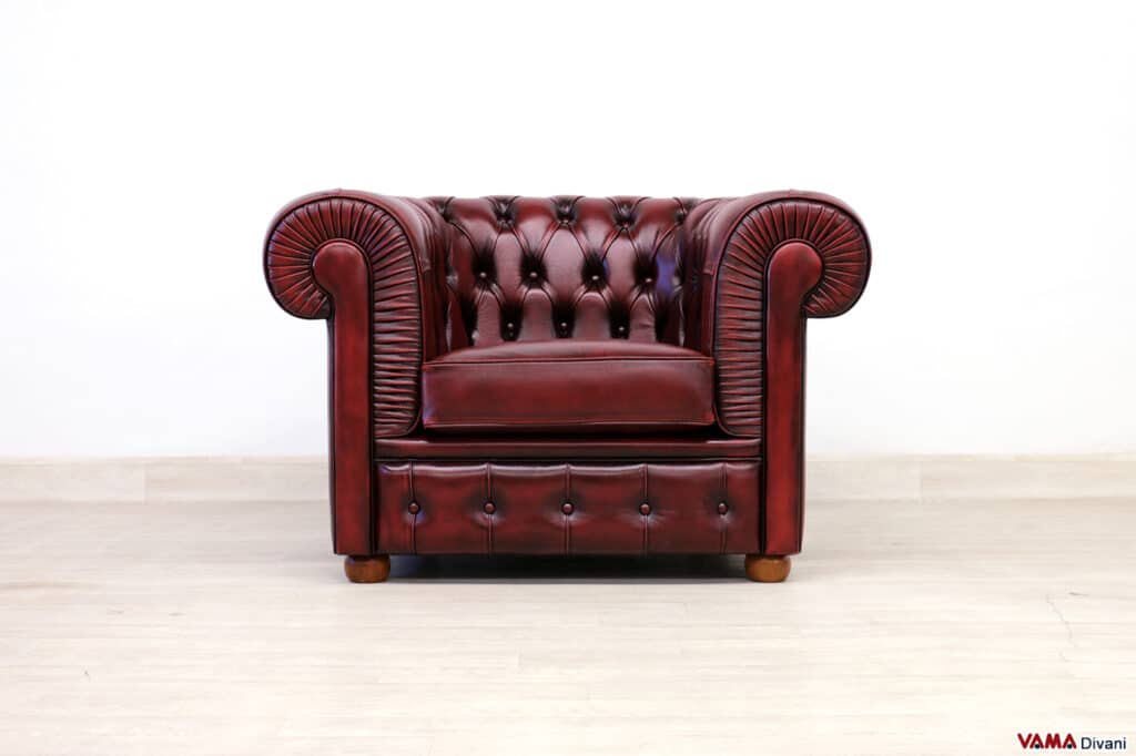 Poltrona Chesterfield in Pelle Beige Pronta Consegna - VAMA Divani